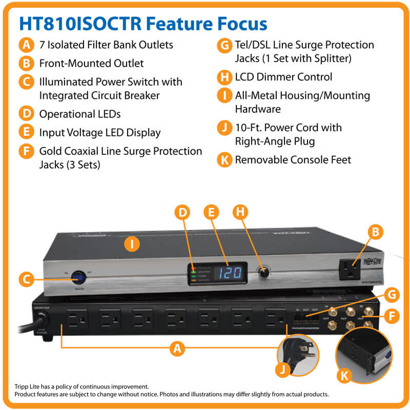Audio Video Power Center Isobar 8 Outlets 5700 Joules LCD Home Theater ...