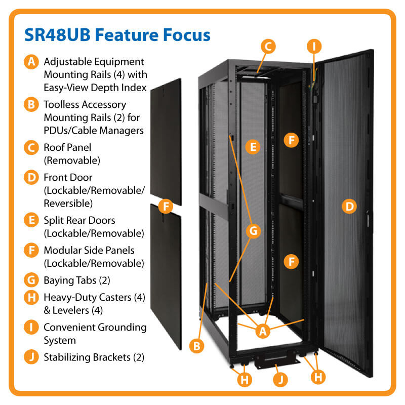 Standard Depth Server Rack Enclosure 48U Eaton