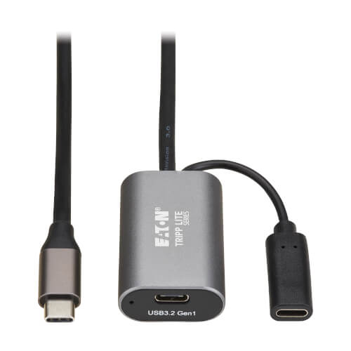 USB-C Extension Cable, Signal Booster, USB-C Power Port, 5M | Eaton